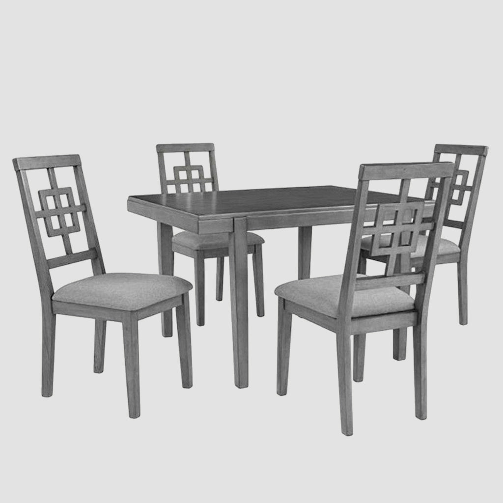 Felix Wooden Dining Table Set For 4 In Grey Finish – Cosmic Home Canada