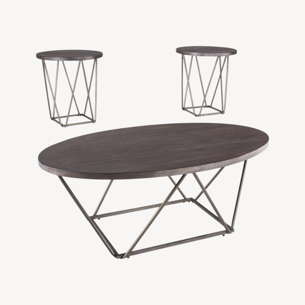 T384-13 Neimhurst Occasional Table Set - Greyish Brown | Signature ...