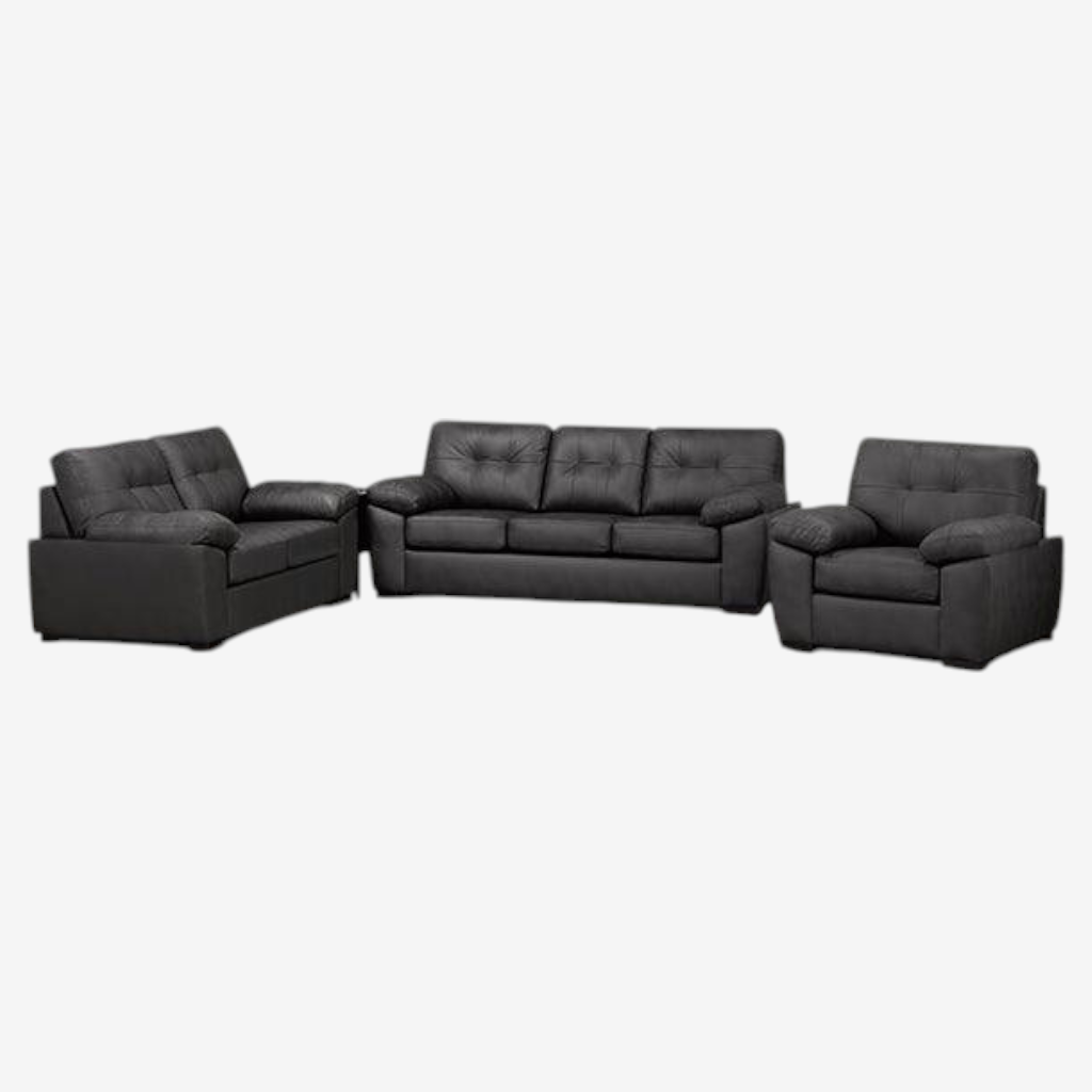 Diora 3-Piece Fabric Sofa Set In Charcoal Finish | Canadian-Made ...