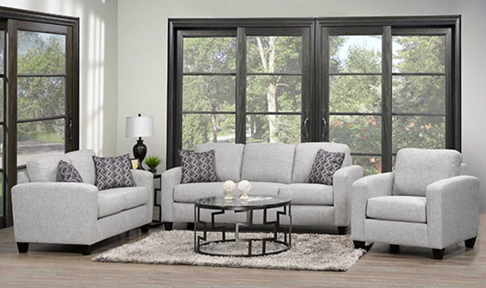 Twilight 3-Piece Fabric Sofa Set In Light Grey Finish | Canadian-Made ...