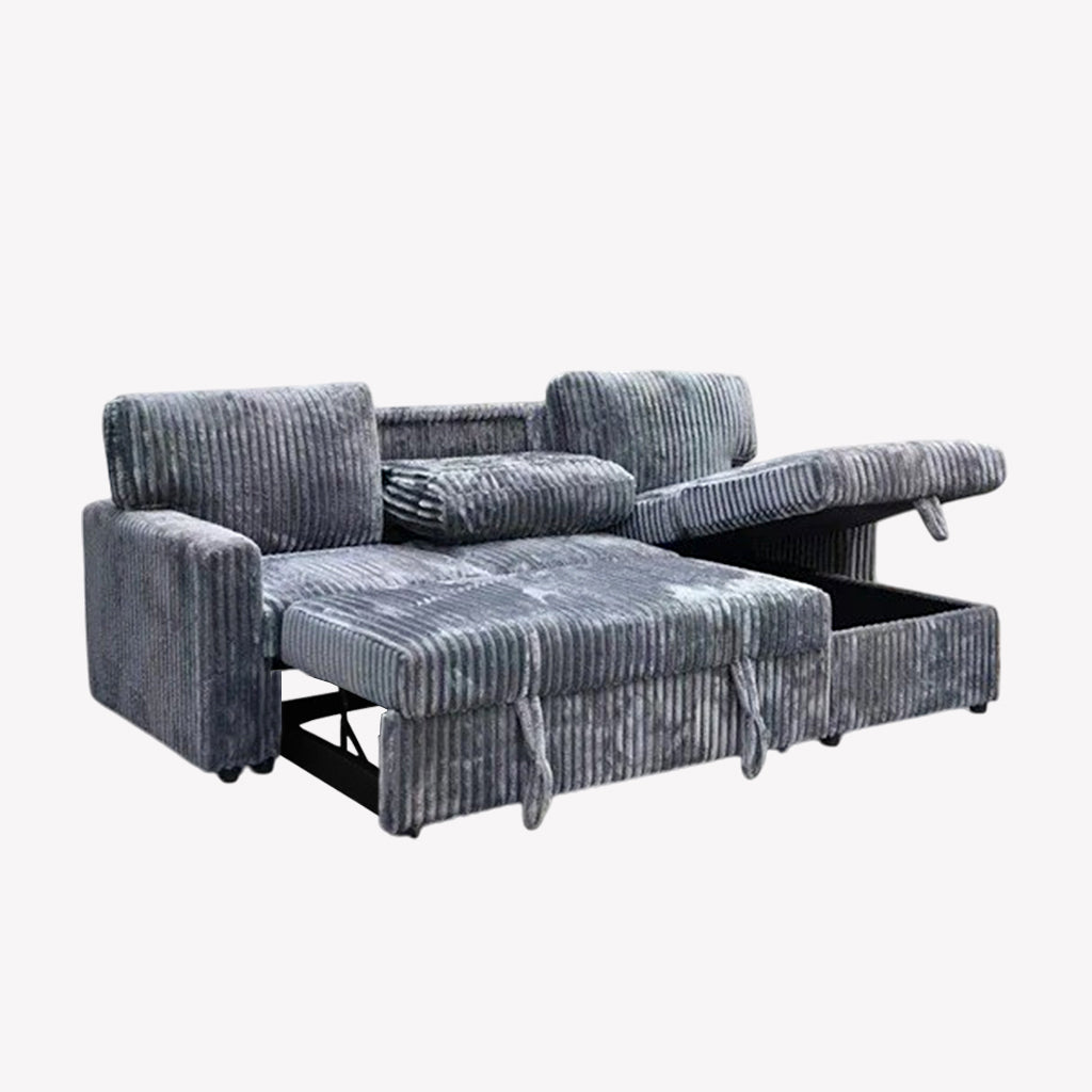 Flair Soft Fabric Sectional Sofa Bed With Reversible Chaise