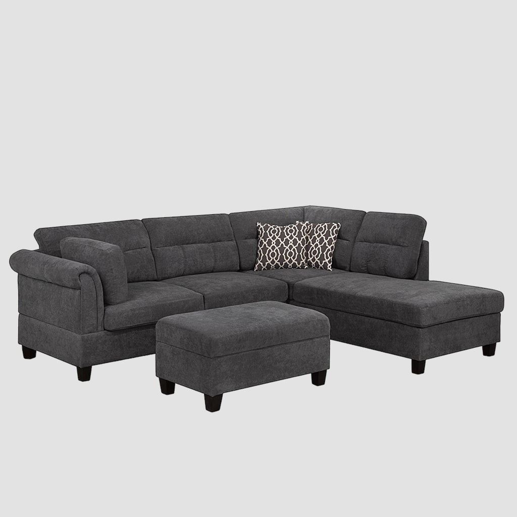 Oasis Grey U Shaped Sectional Couch With Chaise In Fabric – Cosmic Home ...