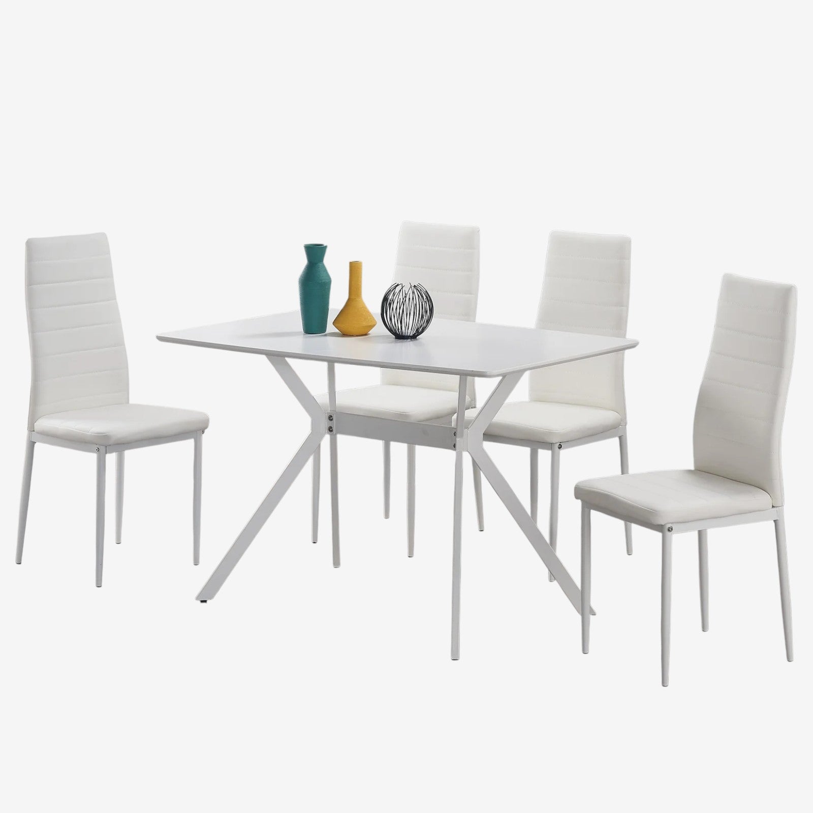 Sonnet White Dining Table Set For 4 | Modern Elegance